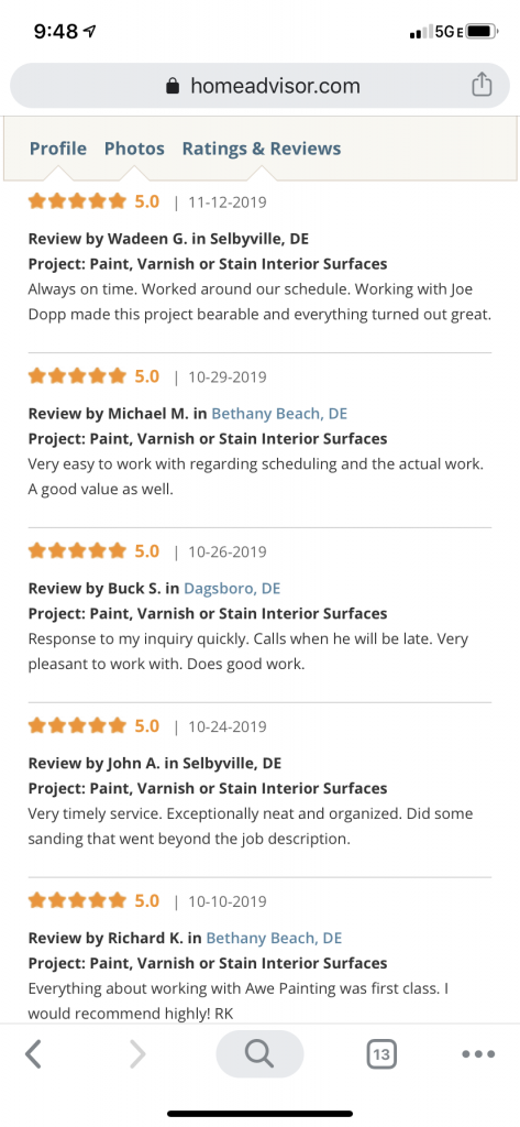 Reviews - Awe Painting and Improvements